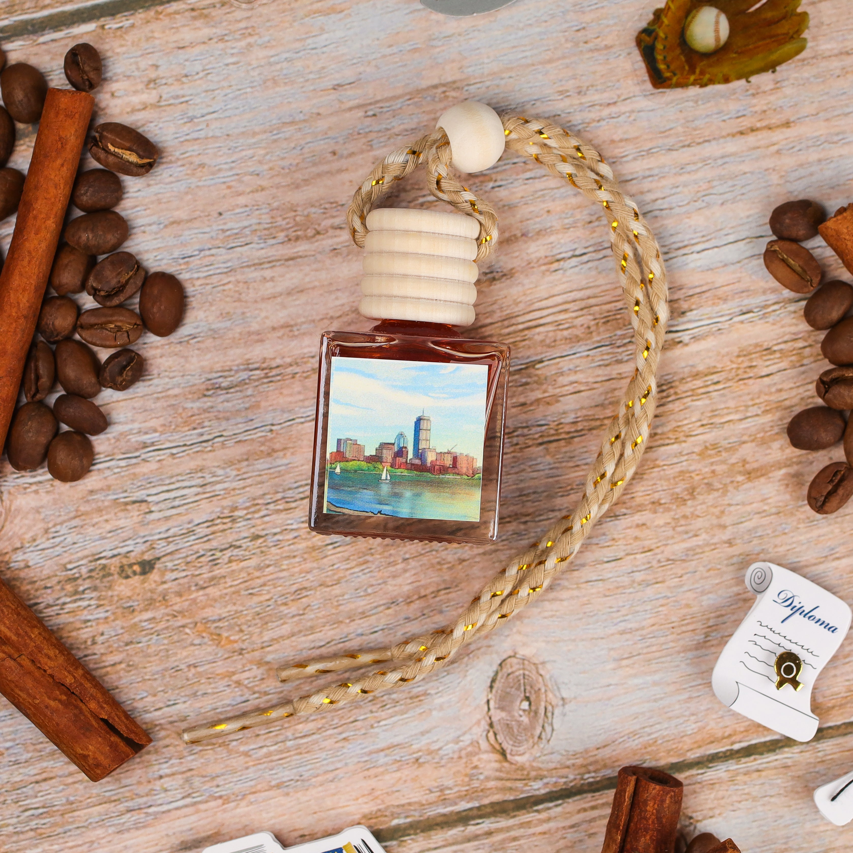 Massachusetts Car Diffuser – Coffee, Spice & Myrrh Scent – Tourist Products